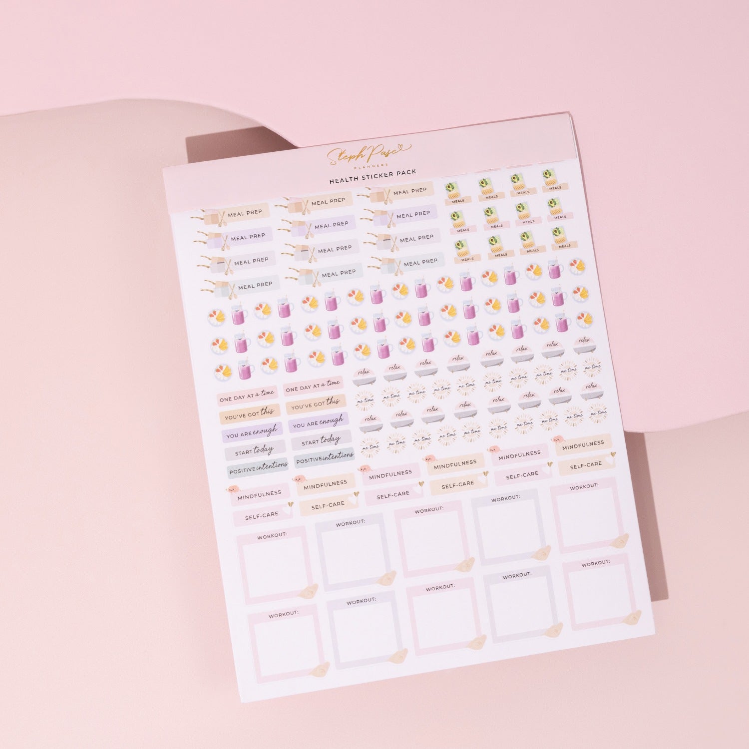 Health Sticker Pack | Planner Stickers | Workouts, Self-care, Meal Prep ...