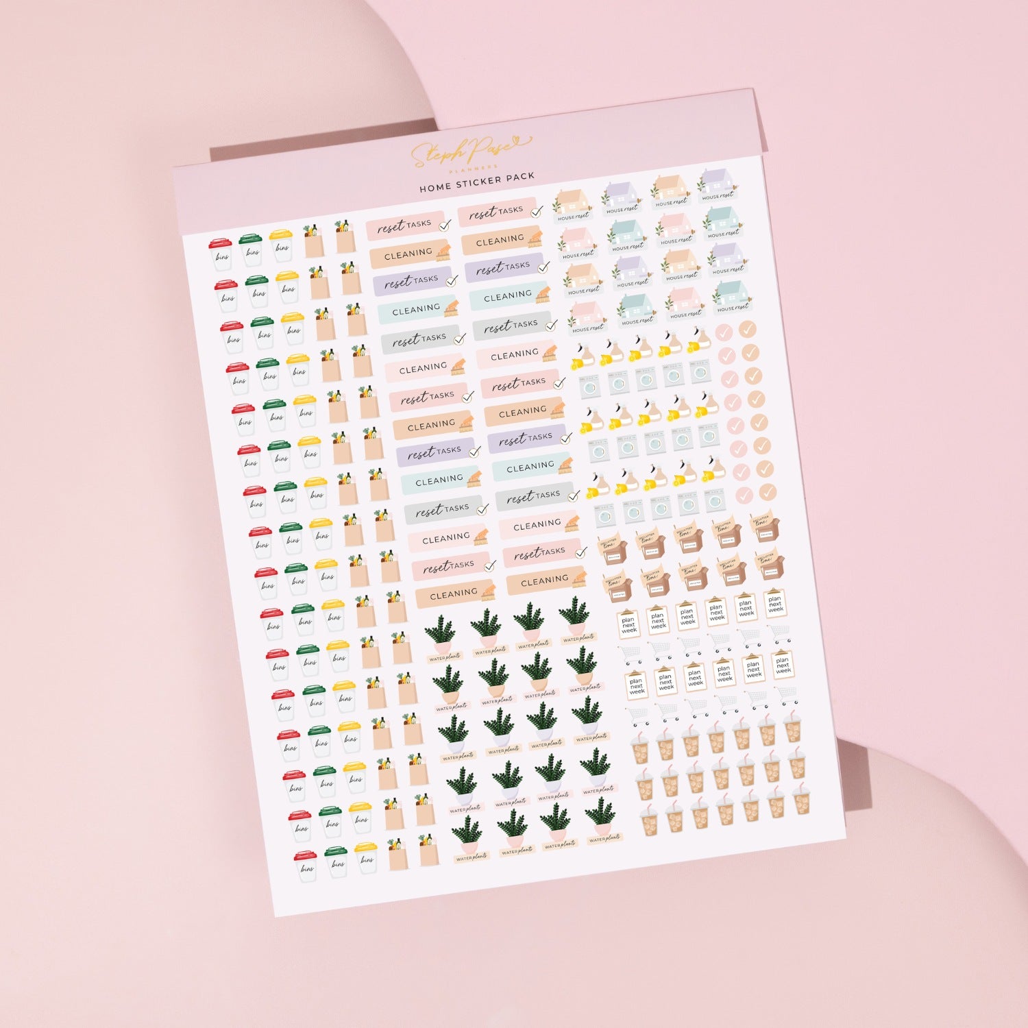Home Sticker Pack | Planner Stickers | Cleaning, House Reset, Bins ...